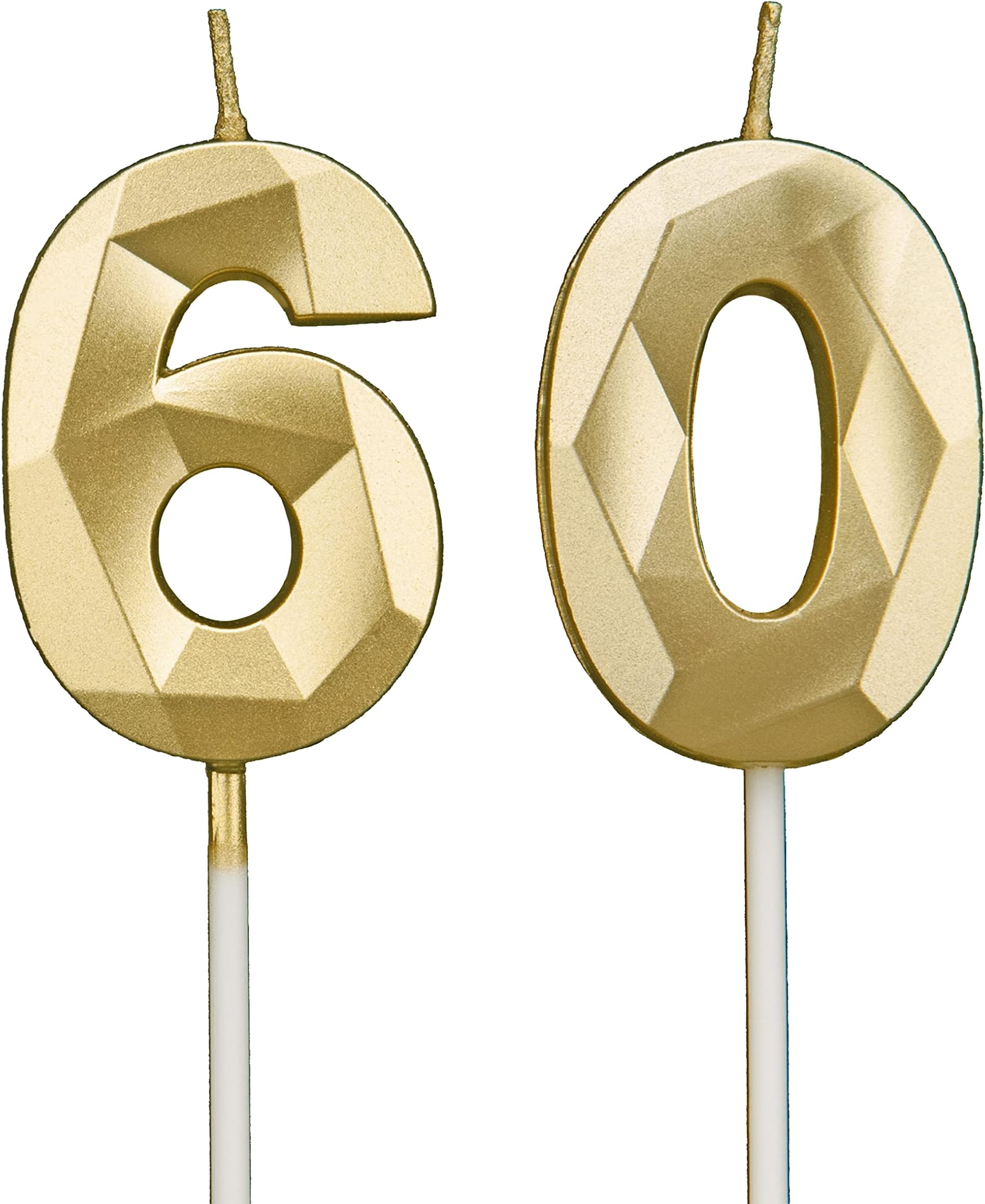 60th Birthday Candles, Gold Number Candles Birthday Decoration, Happy ...