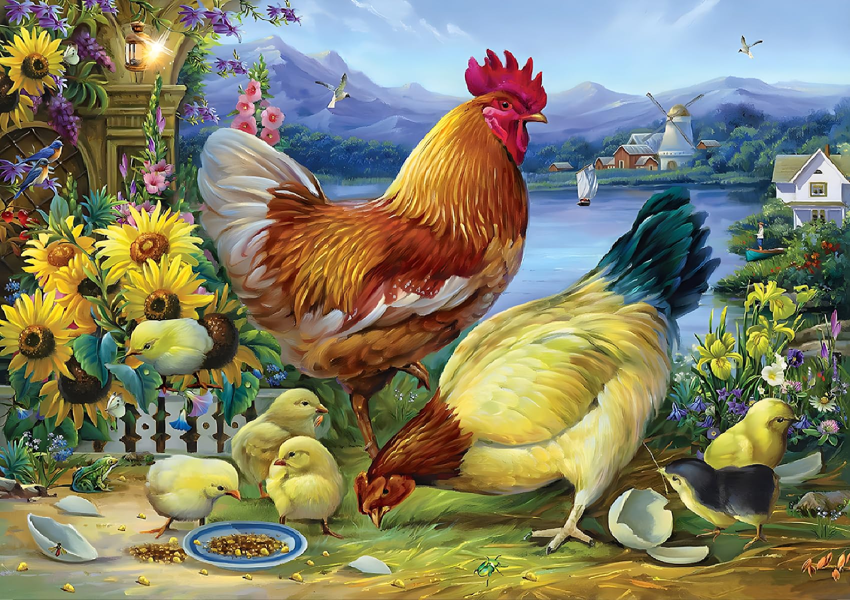 Amazon.com: 300 Pieces.The Chicken Family Educational Puzzles/Wooden Puzzles/Decompression Toys ...