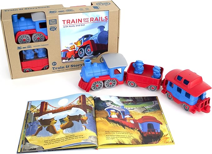 Amazon.com: Green Toys Train & Storybook Set - Pretend Play, Motor ...