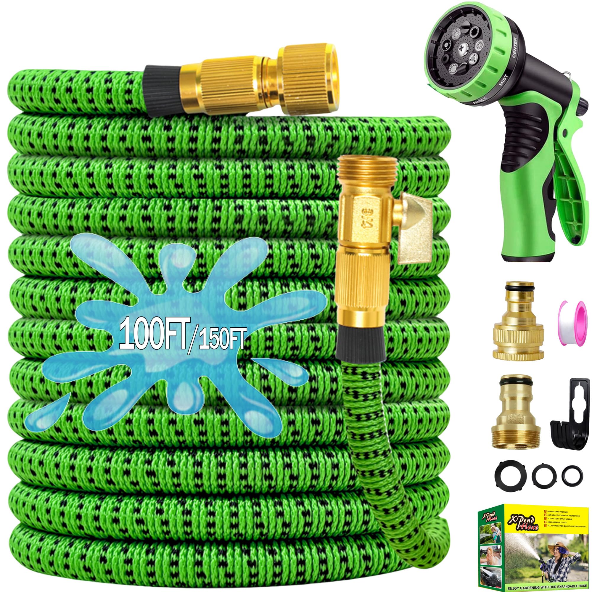 Expandable Hose Pipe for Garden 100FT/30m, Expanding Flexible Hosepipe ...
