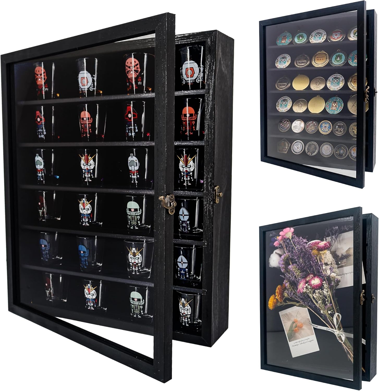FramePro Shadow Box Frame Display Case 12x16 with Removable Shelves, Deep Memory Box Trinket ...