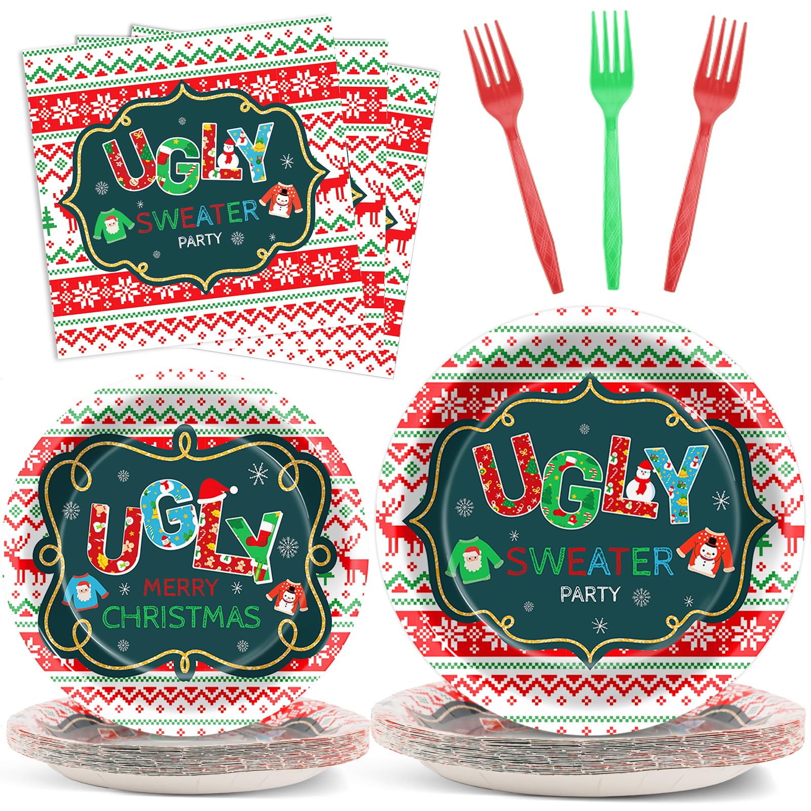 Amazon.com: gisgfim Merry Christmas Ugly Sweater Party Supplies ...