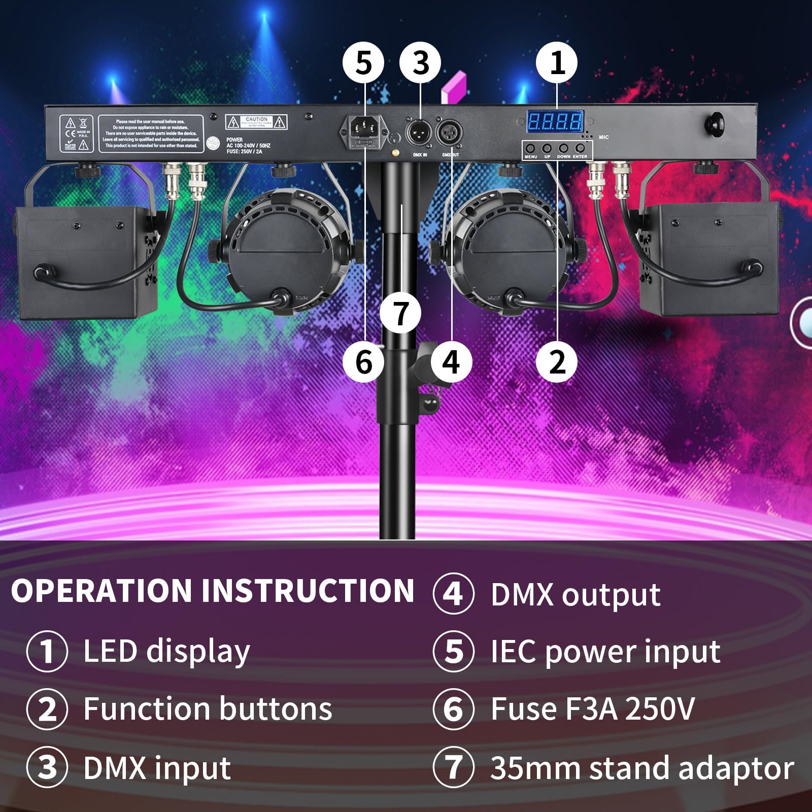 DJ Lights with Stand, Sound Activated Party Lights Indoor Disco Lights ...