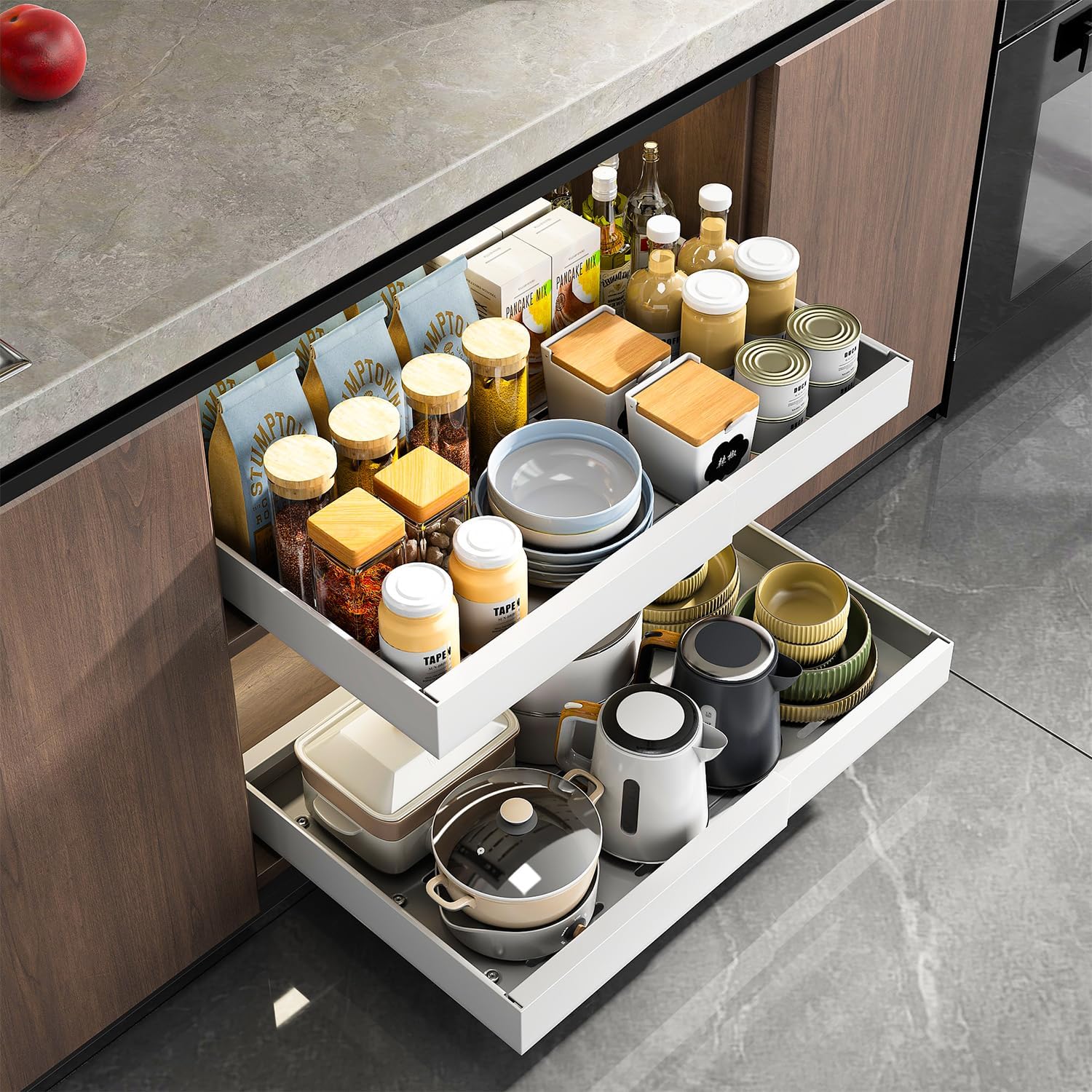 Amazon.com: 4Pack Pull out Cabinet Organizer,No Drill Pull out Drawers ...