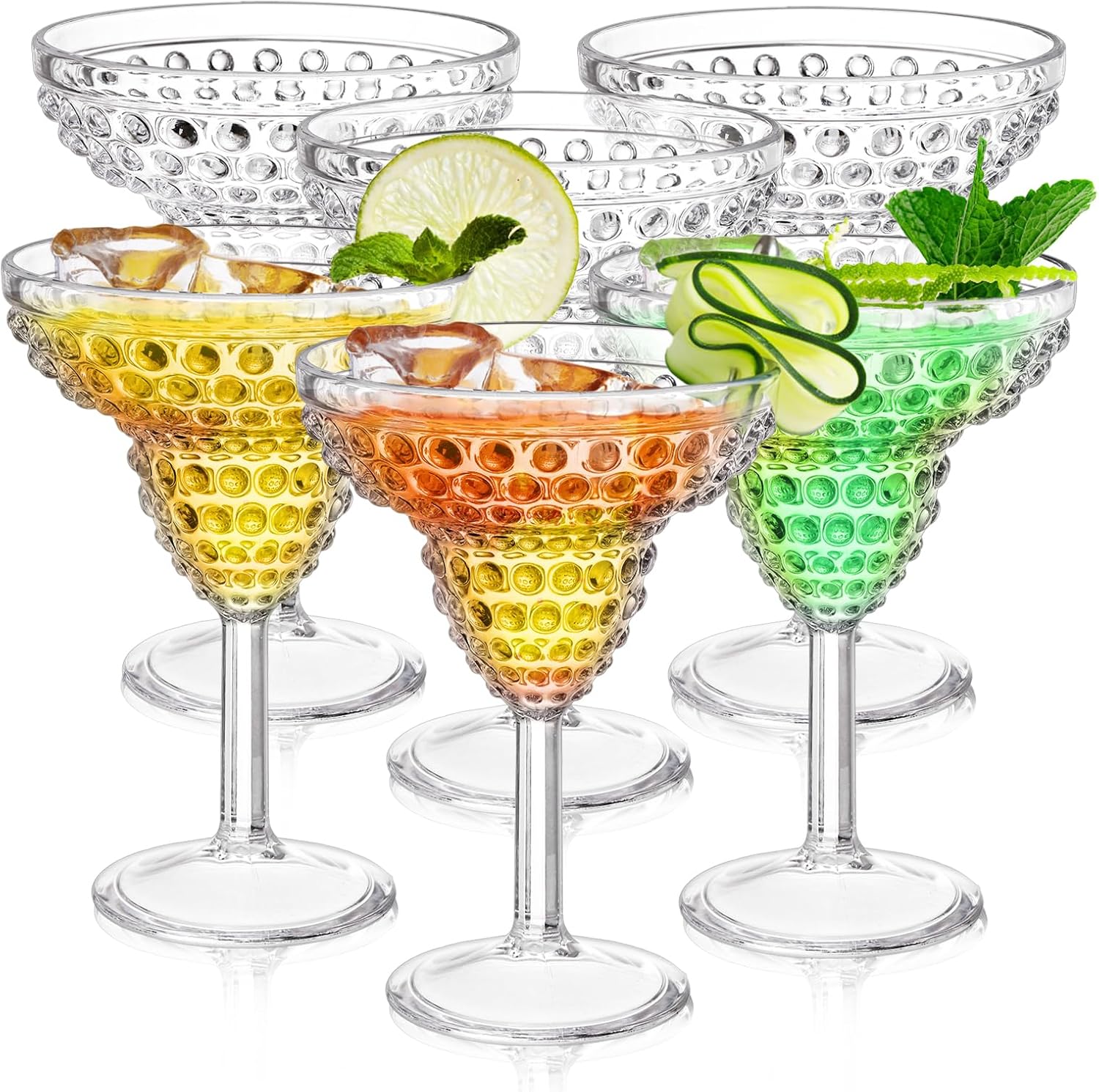 Amazon.com | ZOOFOX 6 Pack Plastic Margarita Glasses, 11oz Stemmed ...