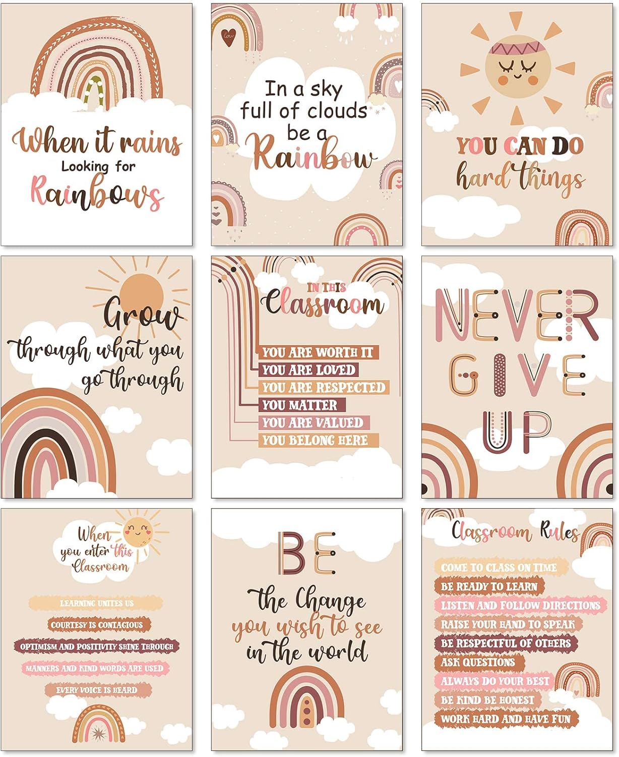 Eersida 9 Pcs Boho Rainbow Classroom Decor Signs Philippines | Ubuy