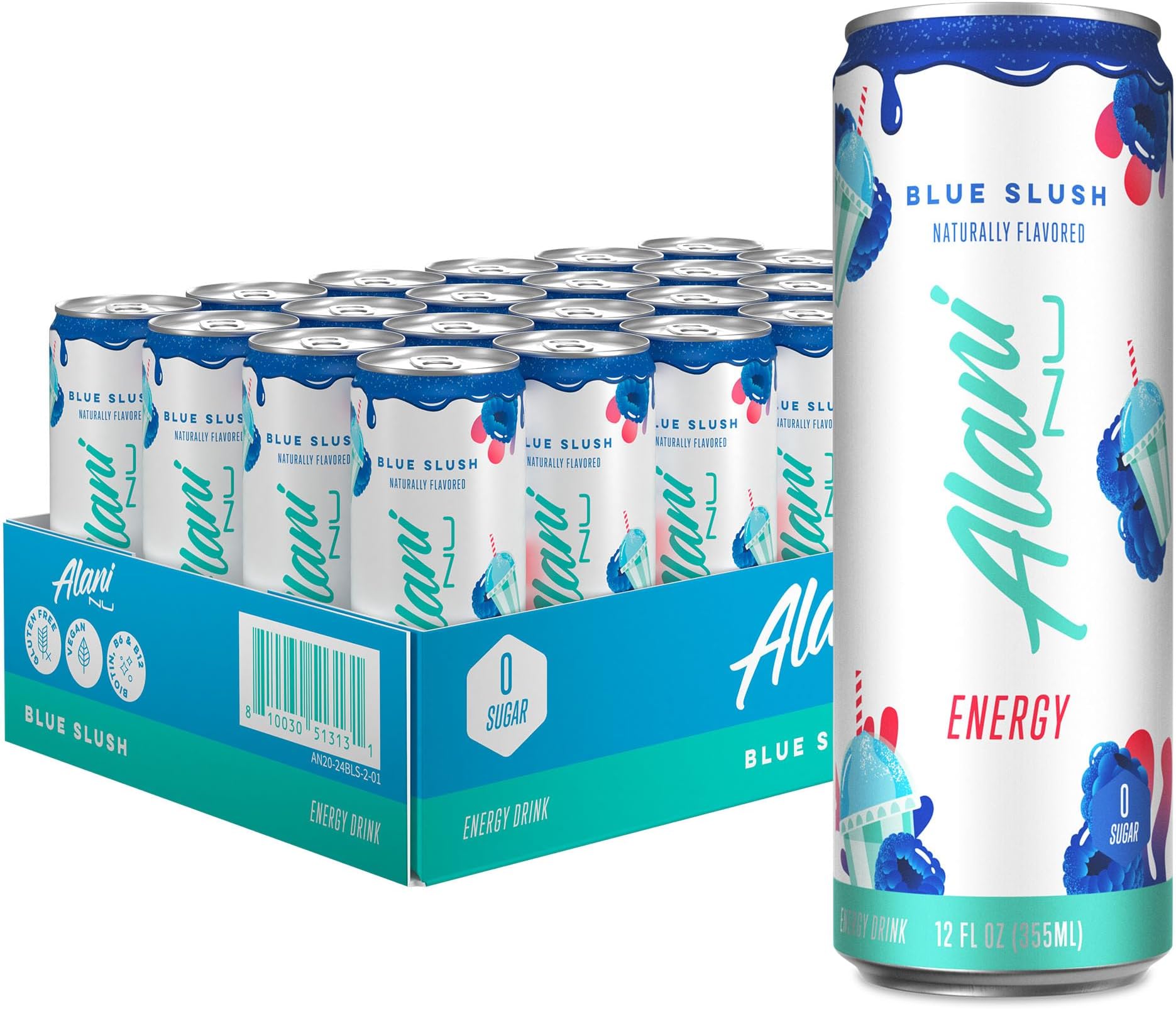 Amazon.com: Alani Nu BLUE SLUSH Ice Sugar Free, Low Calorie Energy ...