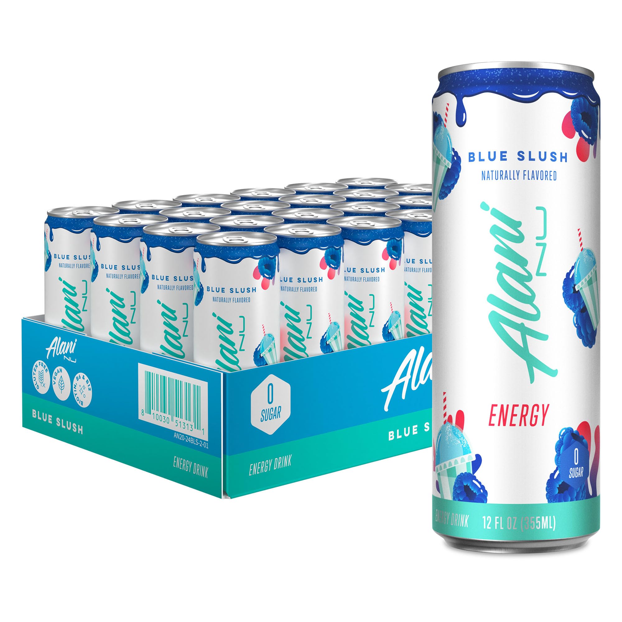 Amazon.com : Alani Nu BLUE SLUSH Ice Sugar Free, Low Calorie Energy ...