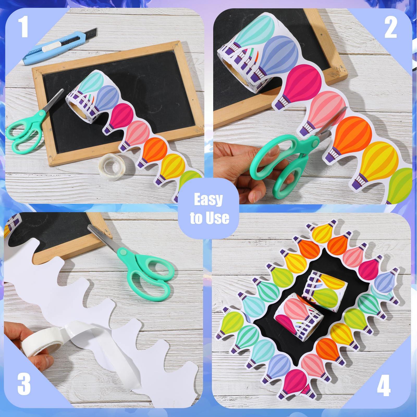 Snapklik.com : 99 Feet Hot Air Balloon Bulletin Board Borders Colorful ...