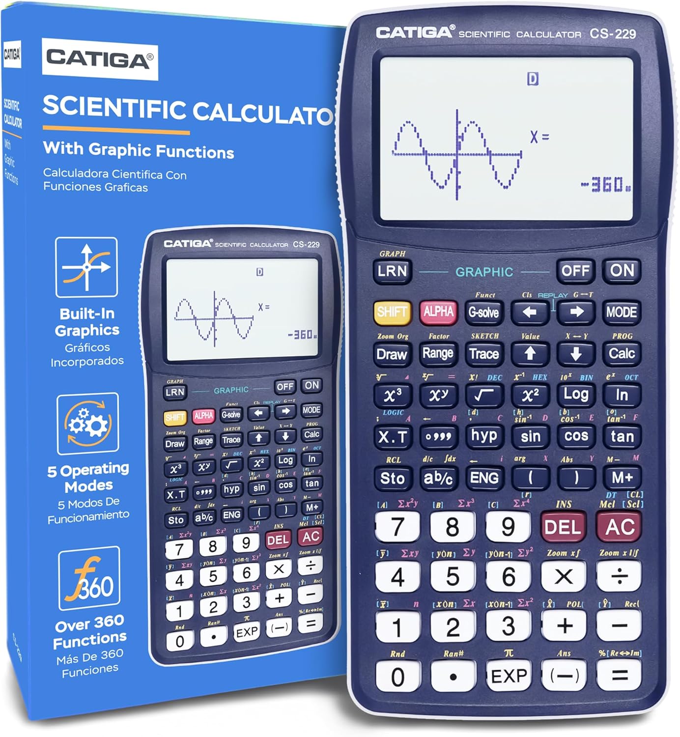 CATIGA CS229 Scientific Calculator with Graphics Functions, Multiple Modes with Intuitive User ...