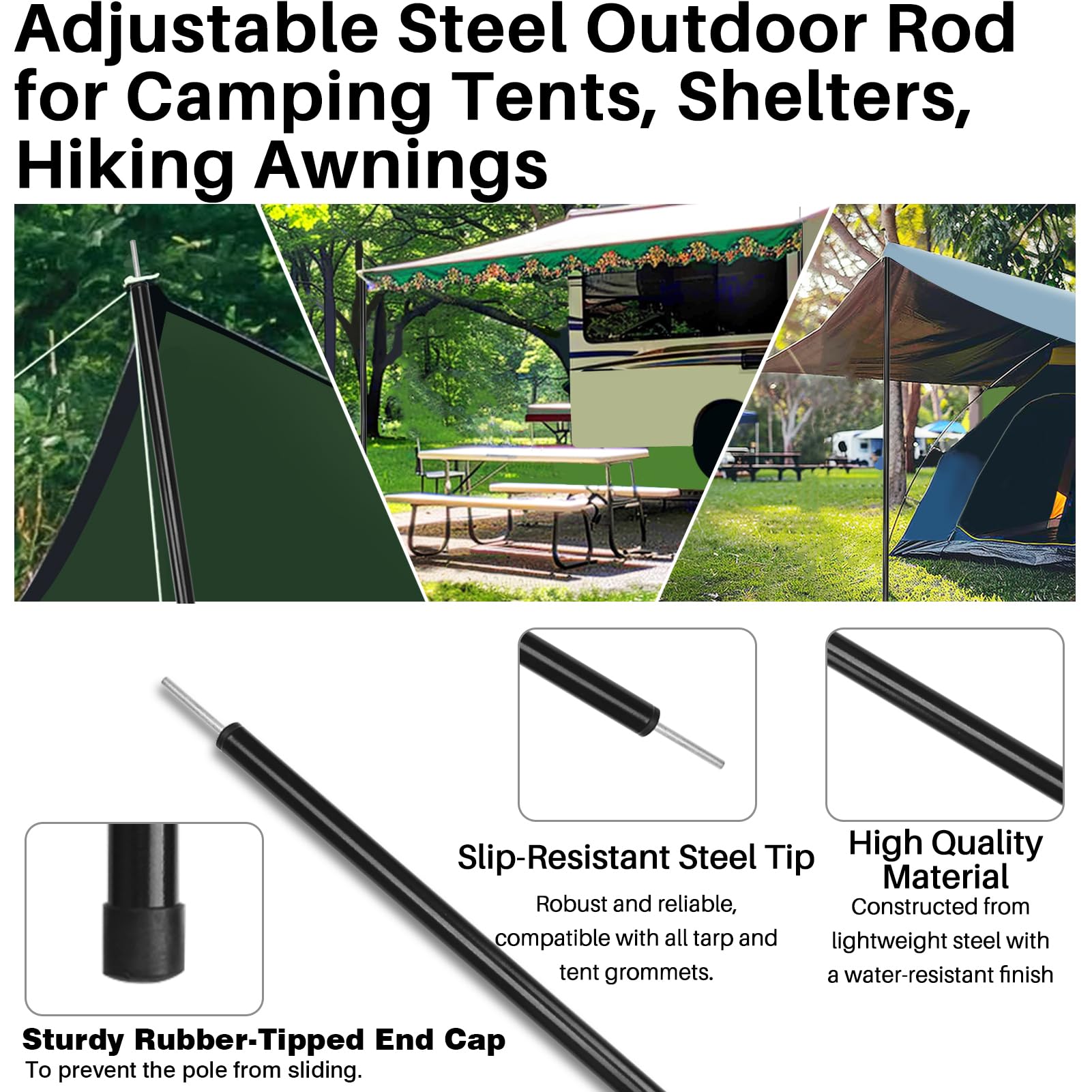 Snapklik.com : Neween Tent Poles For Tarp Adjustable Camping Tarp Poles ...