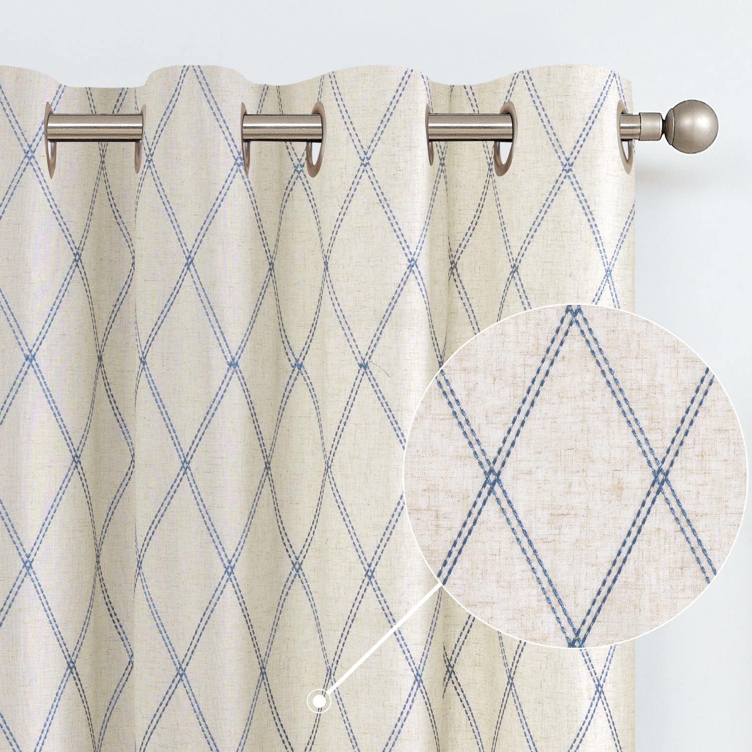 Amazon.com: jinchan Linen Curtains for Living Room - Blue Diamond ...
