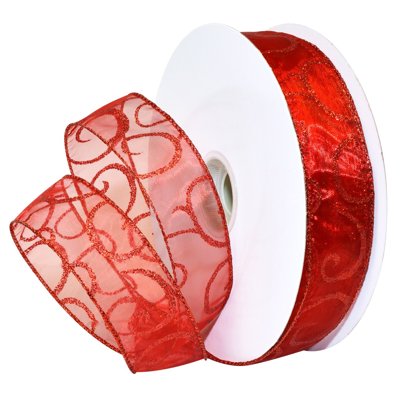 Amazon.com: Morex Ribbon Swirl Wired Sheer Glitter Ribbon 1-1/2 inch by ...