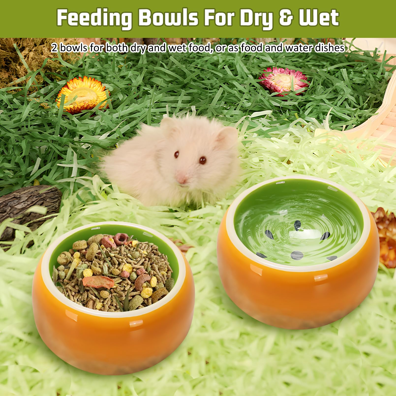 Snapklik.com : 2 Pcs Hamster Bowl, Ceramic Guinea Pig Water Bowl Small ...