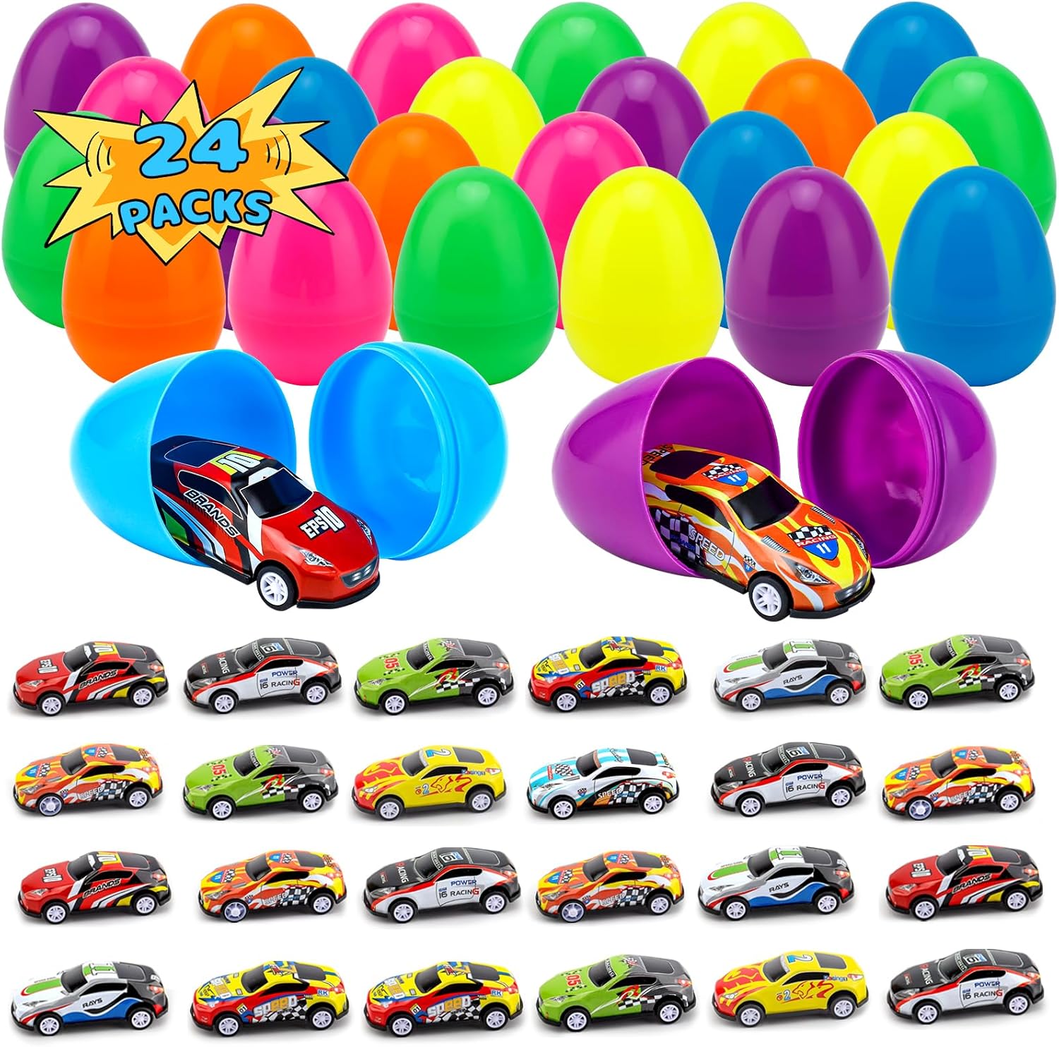 Amazon.com: AUUGUU 24 Pack Easter Eggs with Toys Inside, Prefilled ...