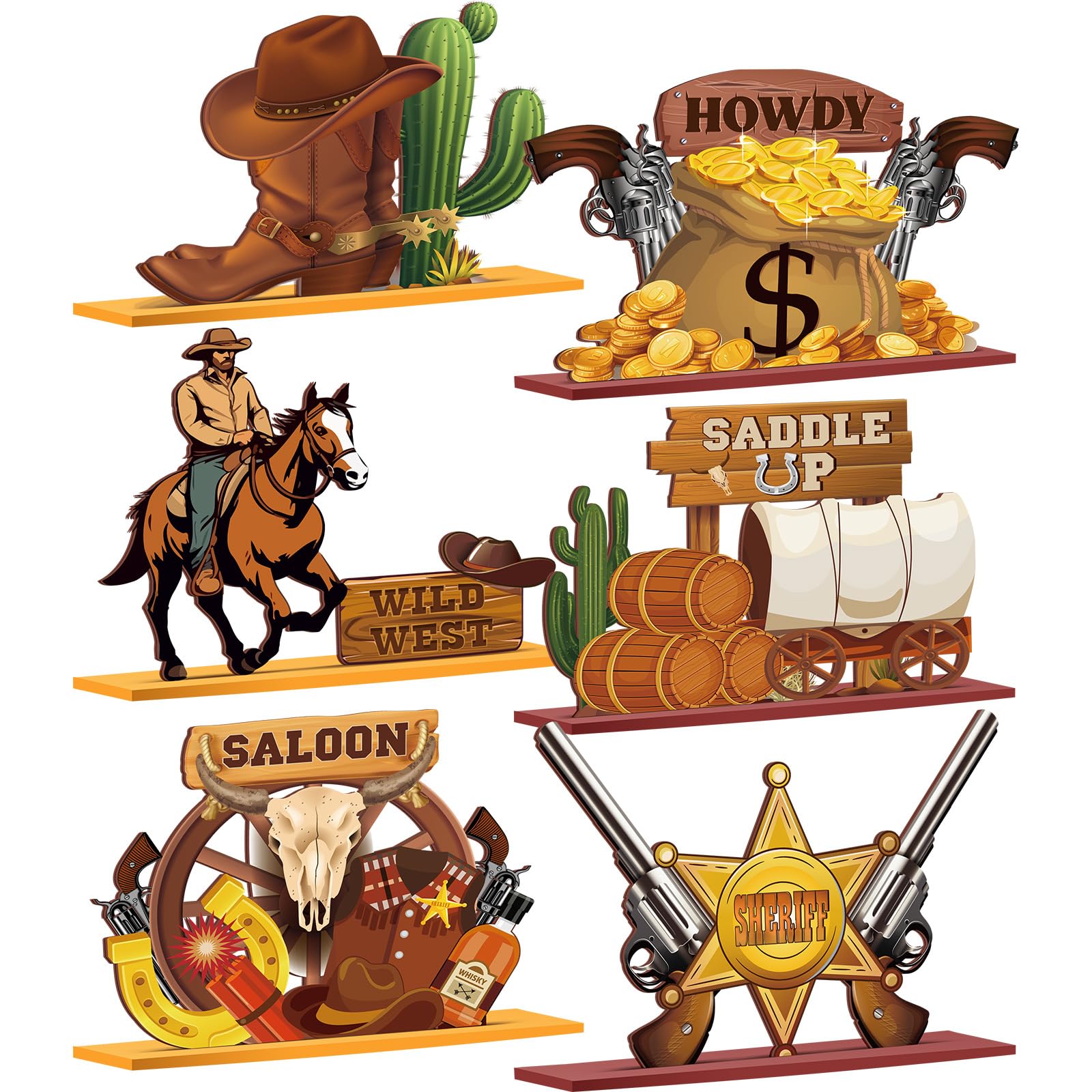 Amazon.com: 6 Pieces Western Cowboy Centerpieces Decorations West ...