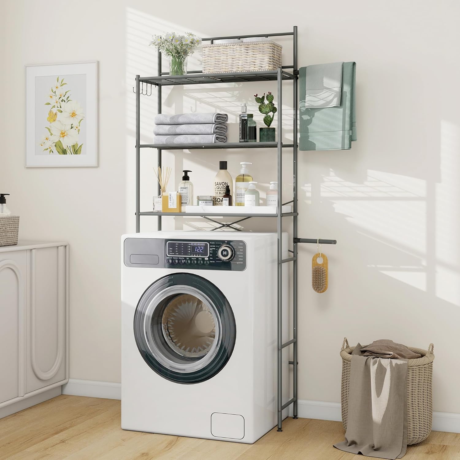 MallCreaty Washing Machine Cupboard, Toilet Shelf, 3-Tier Washing ...