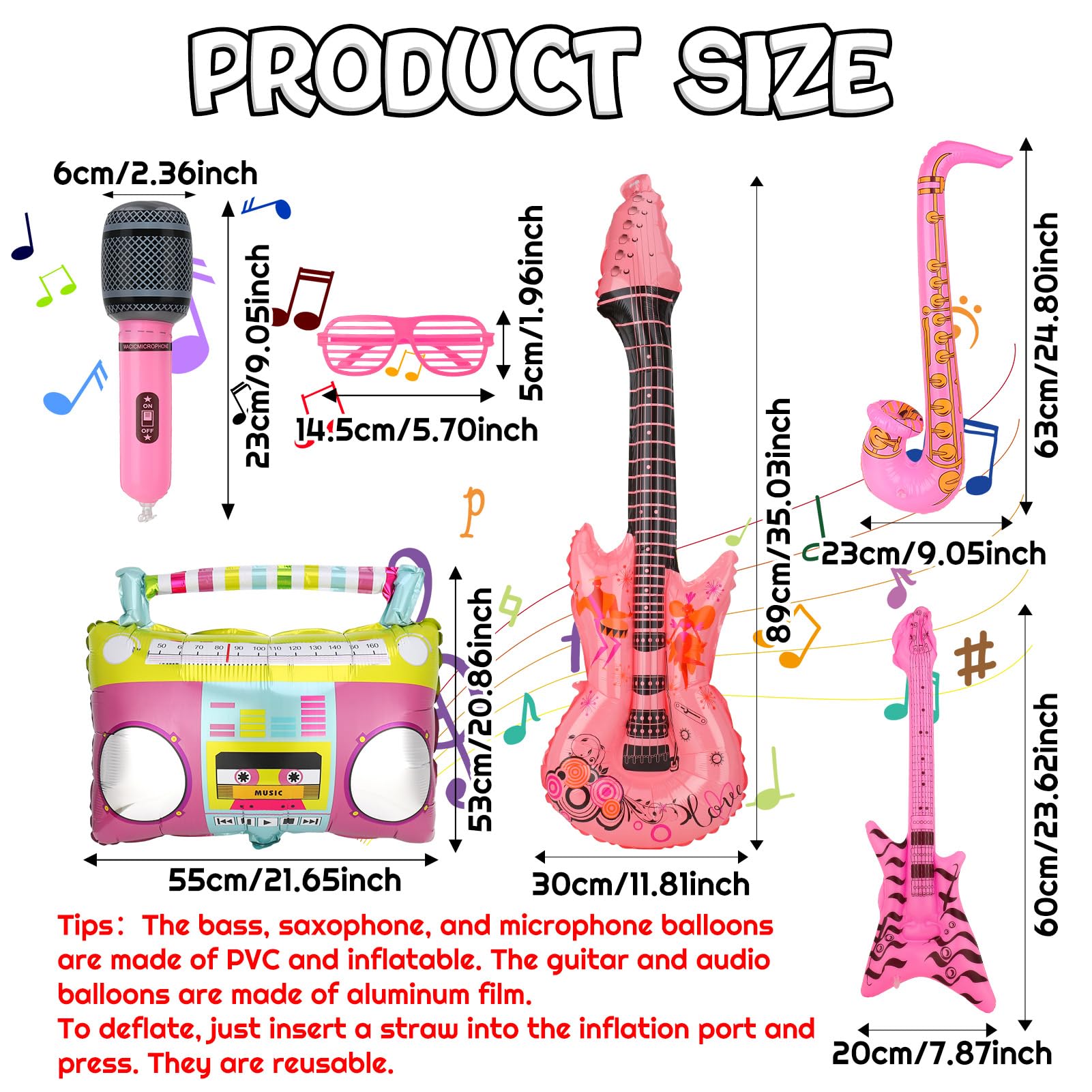 Candcamp 6 Pcs Inflatable Party Props, Photo Booth Props with Glasses ...