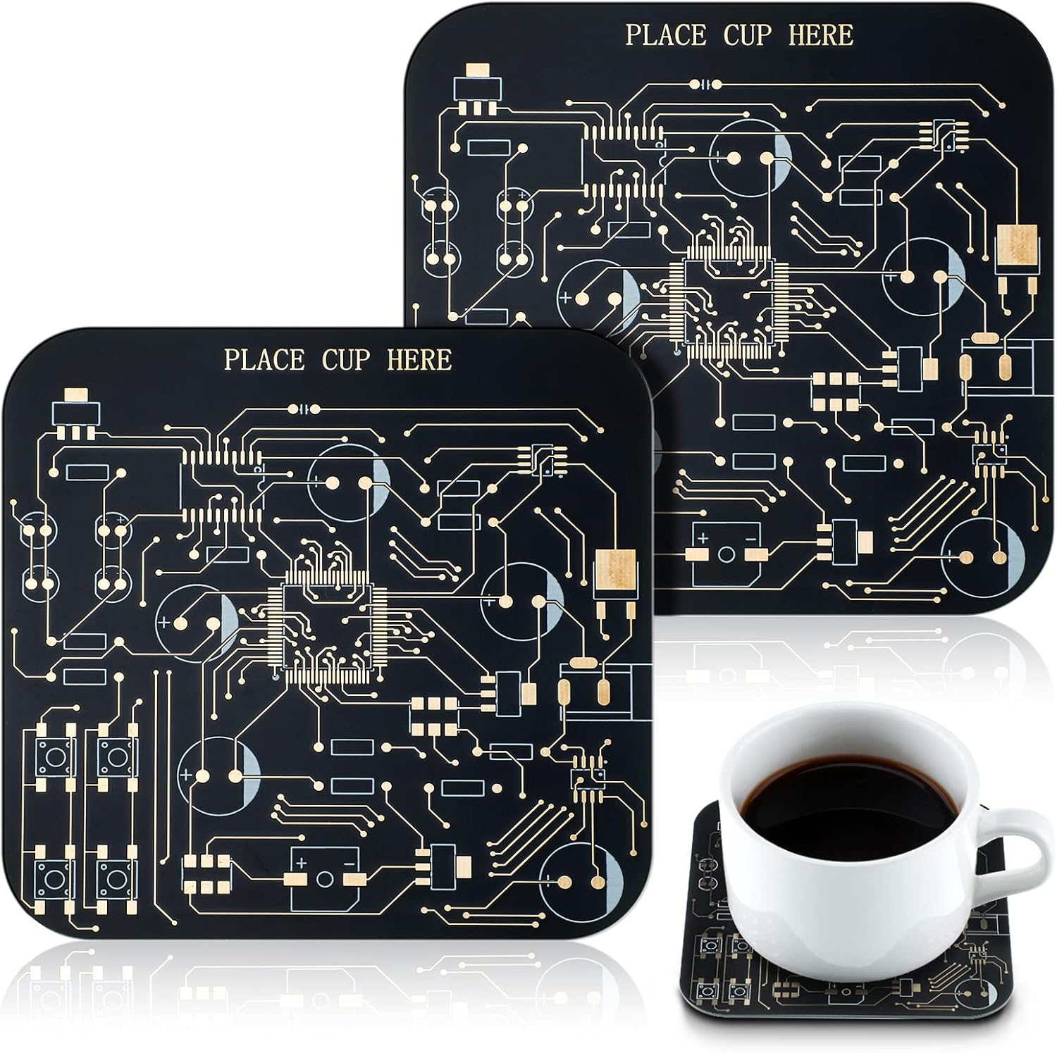 Amazon.com: Didaey 2 Pcs Circuit Board Coasters PCB Coasters Immersion ...