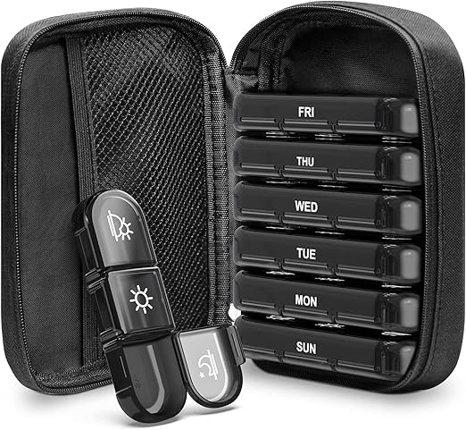 ZIKEE Large Weekly Pill Case Organizer 3 Times A Day Portable Light ZIKEE Large Weekly Pill Case Organizer 3 Times A Day Portable Light