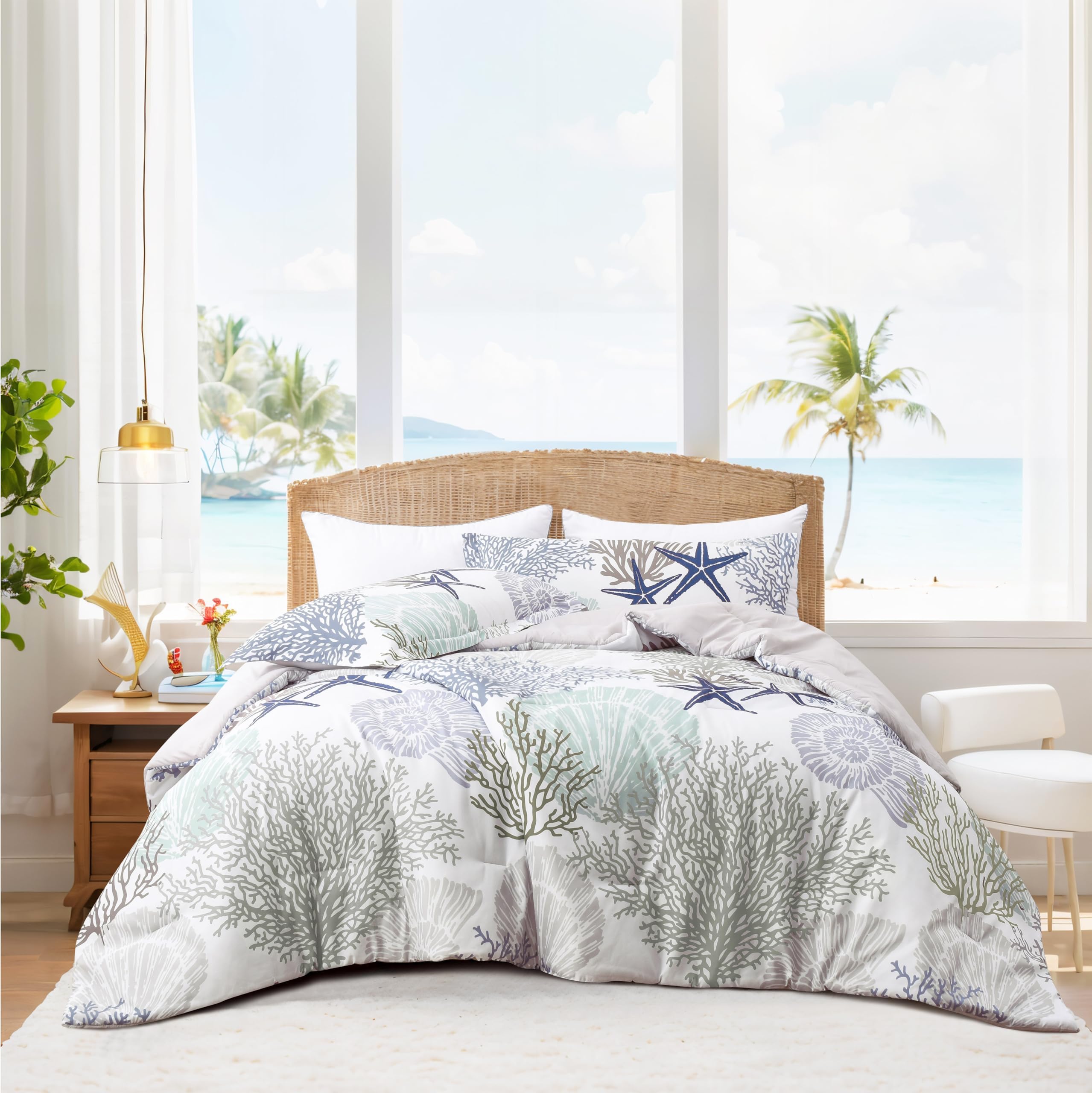 Amazon.com: Tritard Coastal Comforter Set King Size 3 Piece, Soft Beach ...