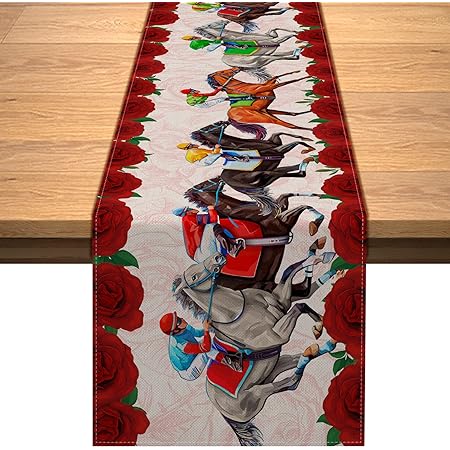Amazon.com: Nepnuser Kentucky Derby Table Runner Horse Race Jockey ...