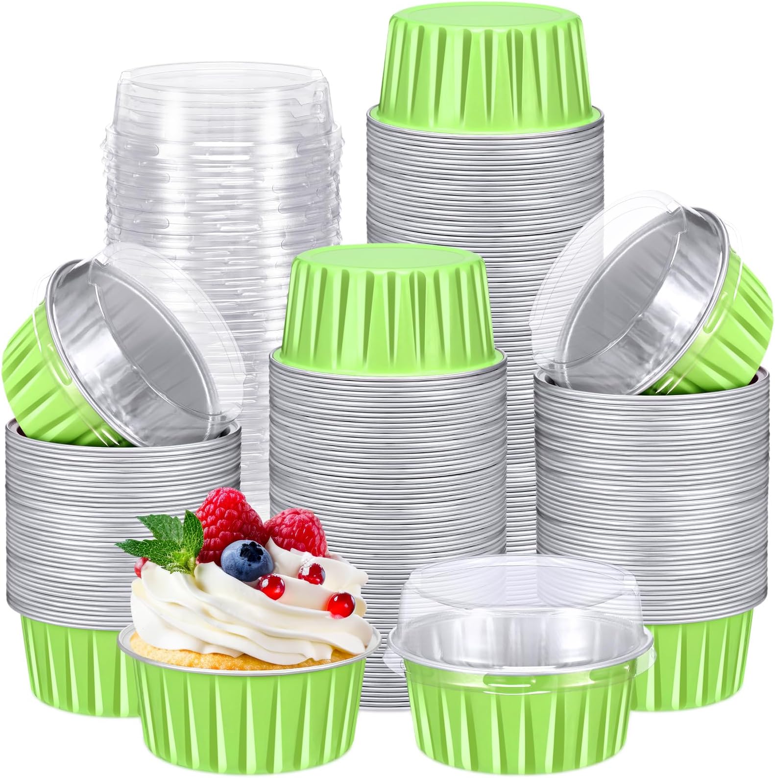 Amazon.com: Mini Aluminum Foil Cupcake Baking Cups with Lids (40pcs ...