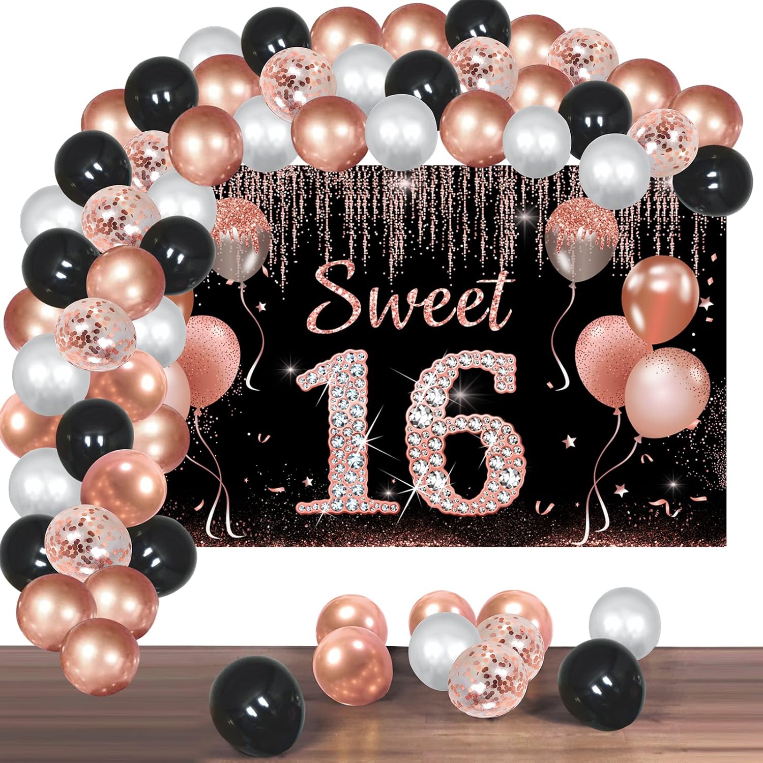 Amazon.com: Sweet 16 Party Decorations for Girls, Rose Gold Sweet 16 ...