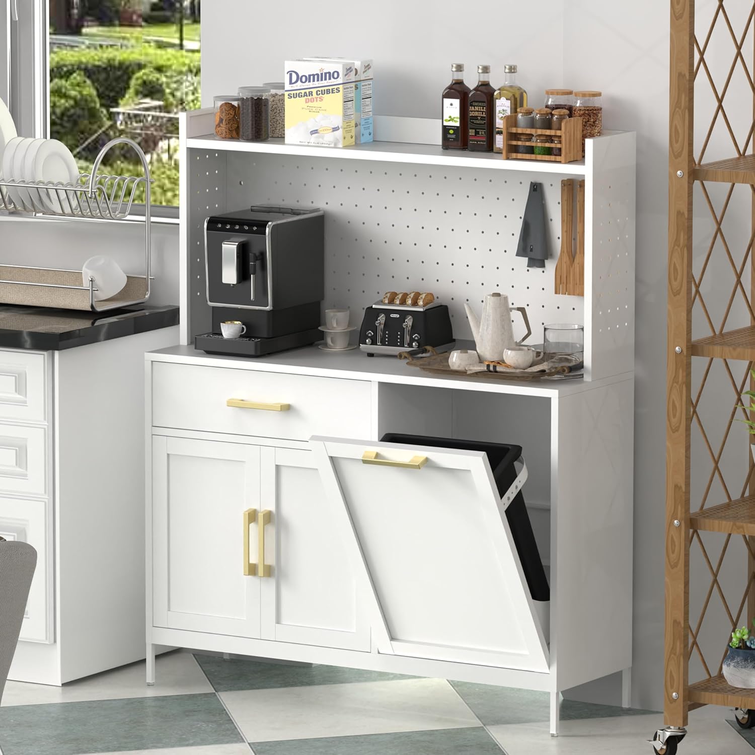 Amazon.com: Hak Metal Kitchen Storage Cabinet with Trash Cabinet, 2 ...