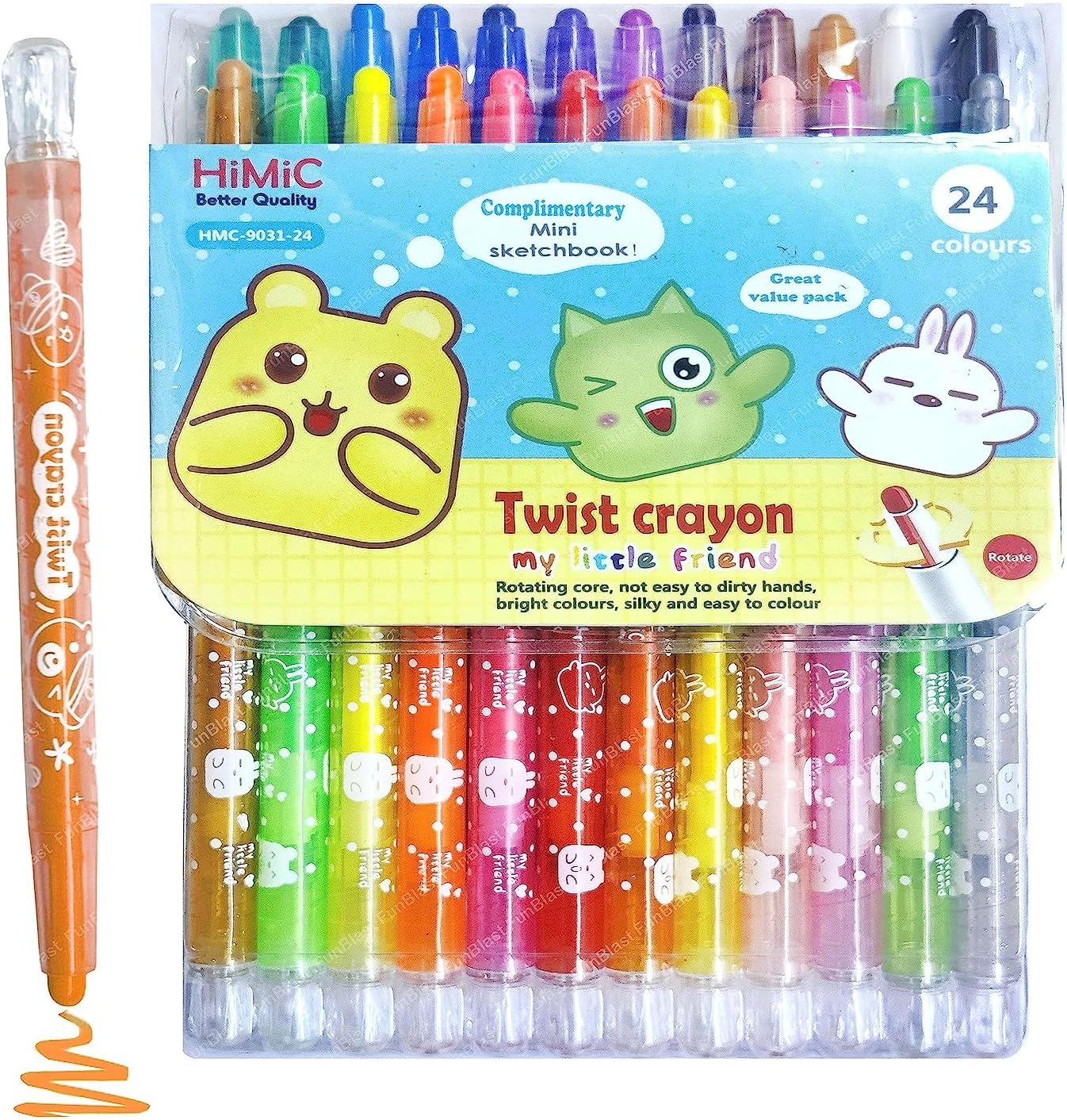 FunBlast Crayons for Kids – Washable Super Silky Smooth Twistable 24 ...