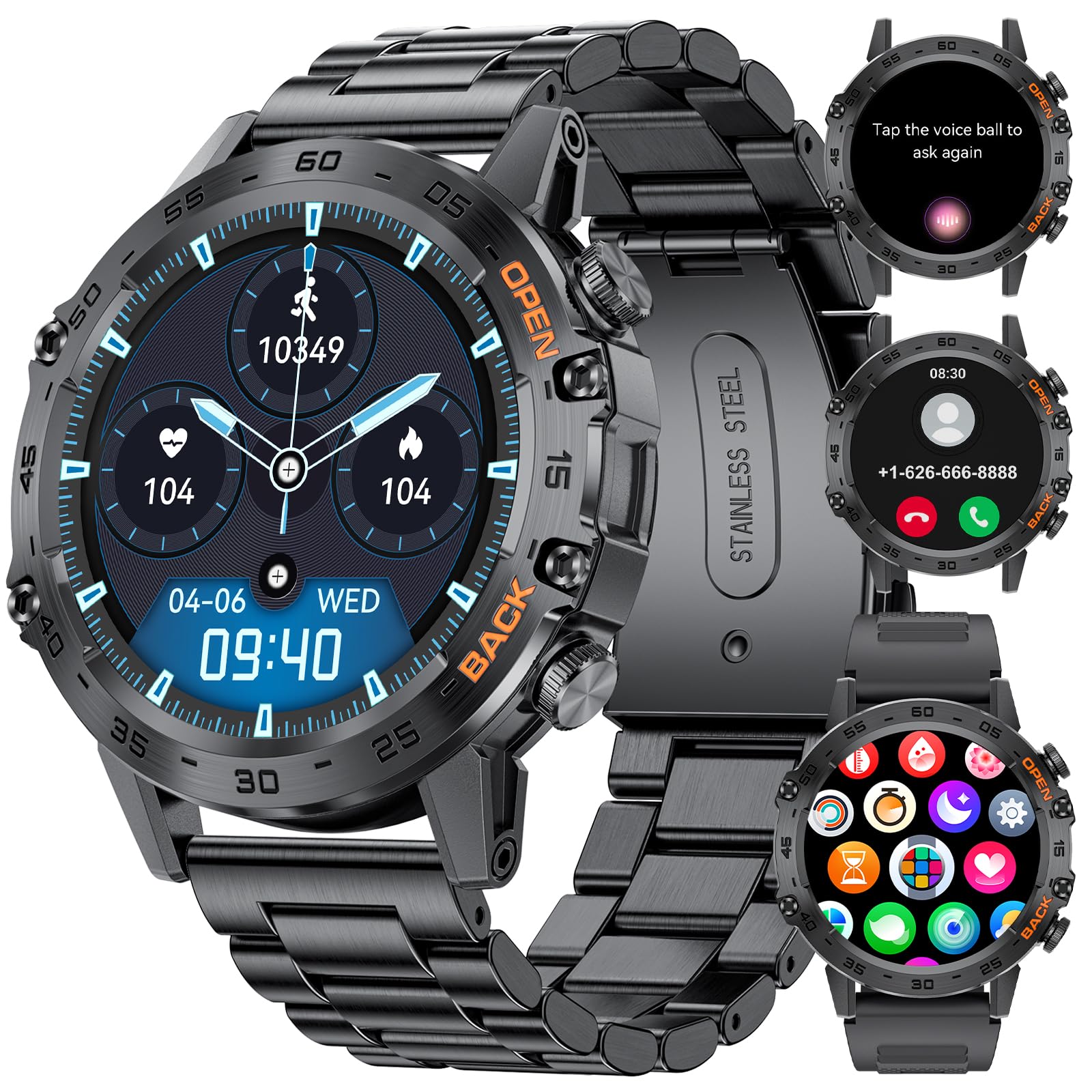 LIGE Men's Smart Watch for Android iOS Bluetooth Phone Call Smartwatch ...