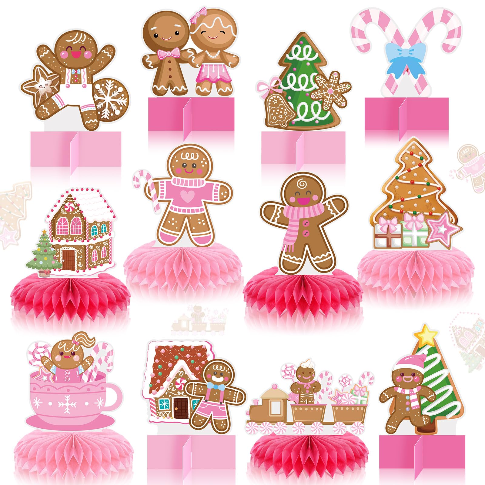 Amazon.com: Poen 12 Pcs Gingerbread Man Honeycomb Centerpieces ...
