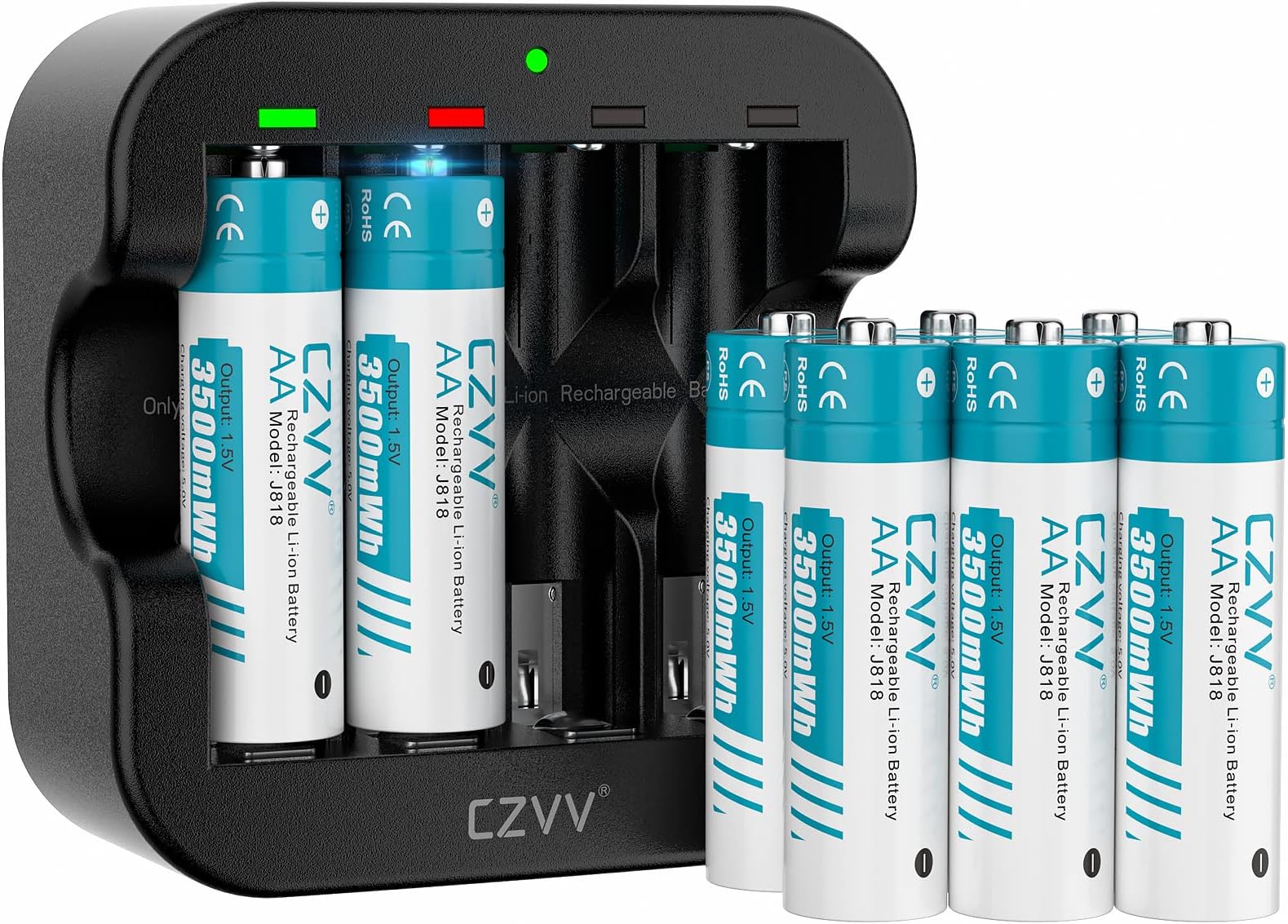 Amazon.com: CZVV Rechargeable AA Batteries 1.4V MH 8-Pack, 2300+mAh ...