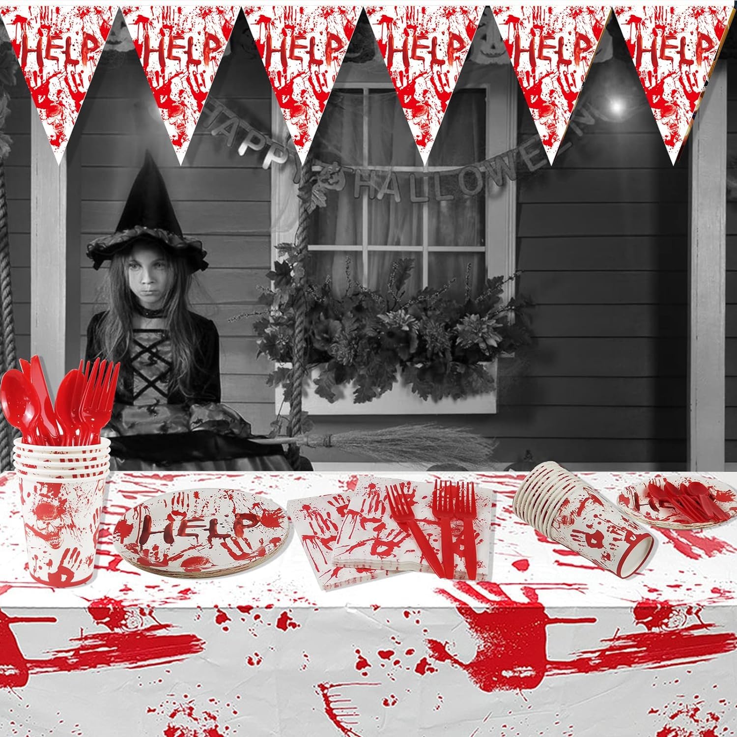 Halloween Bloody Party Supplies, Halloween Scary Disposable Tableware ...