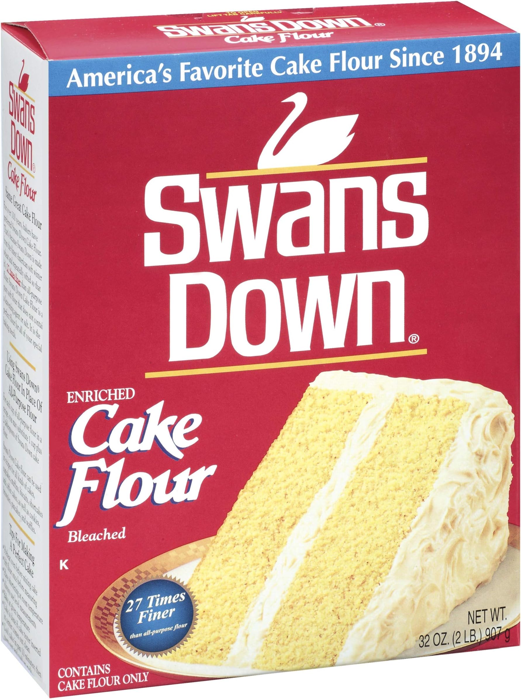 Amazon.com : Swans Down, Cake Flour, 32oz Box (Pack of 2) : Wheat ...