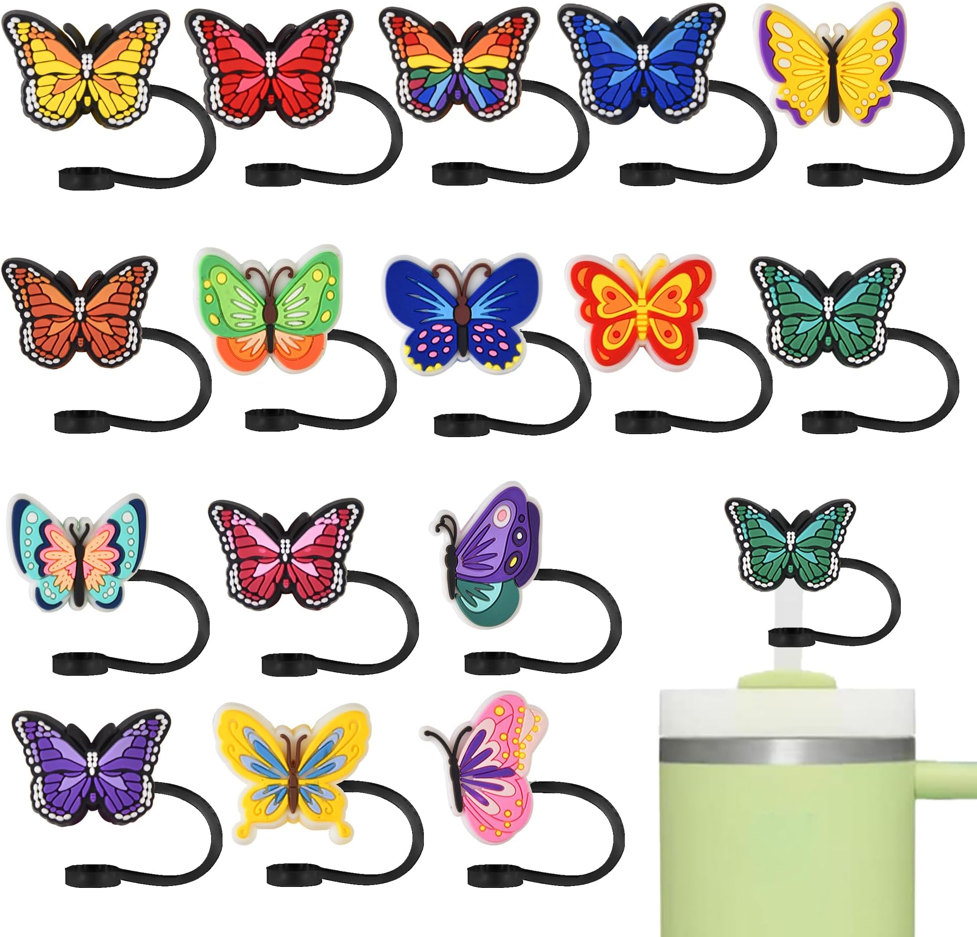 Amazon.com: Eitqtbea 8Pcs 10mm Butterfly Straw Cover Cap for Stanley ...