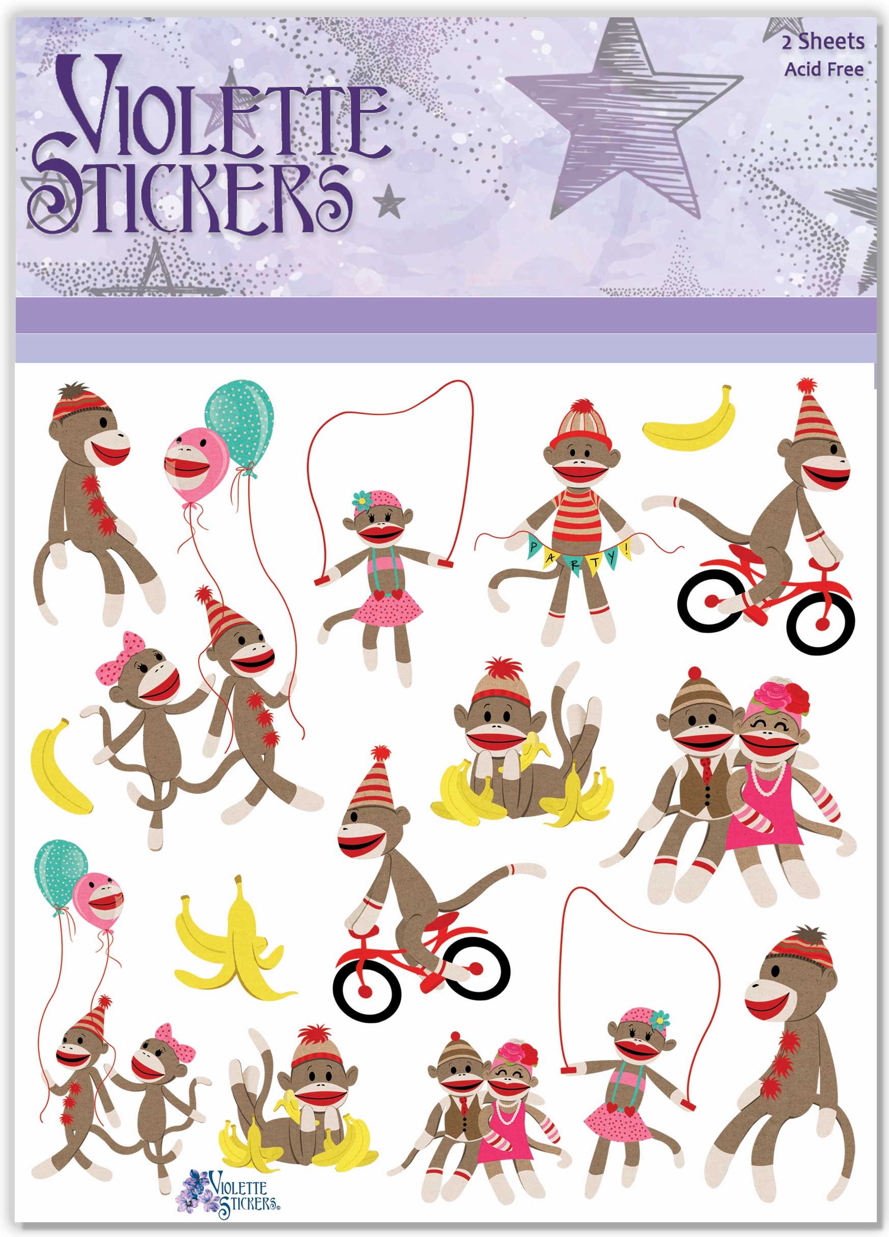 Amazon.com: Violette Stickers Sock Monkey