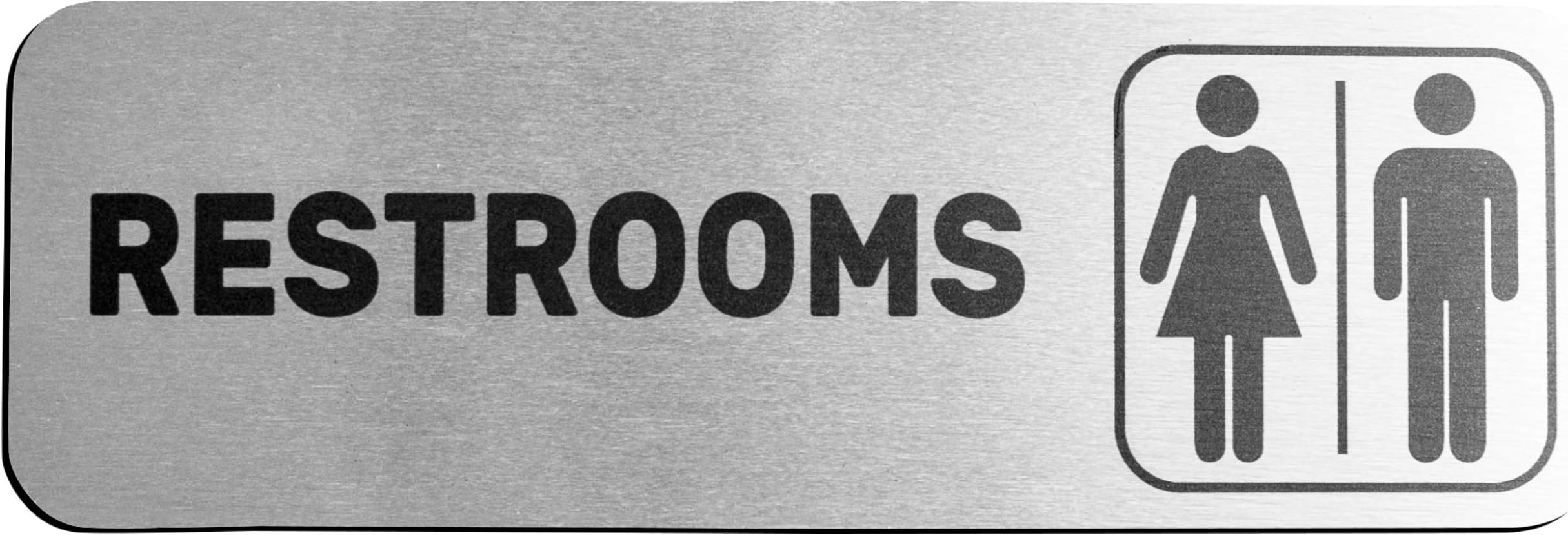 Restrooms Sign (Brushed Aluminum) - Men and Women Modern Restroom Sign ...