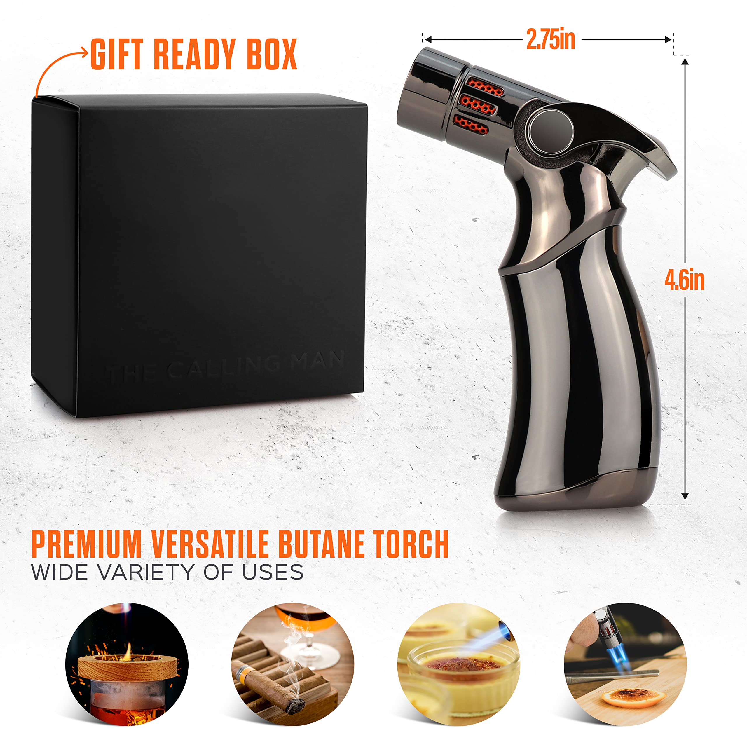 Buy Active Kitchen 4 Flame Refillable Butane Hand Torch Lighter Smoked ...