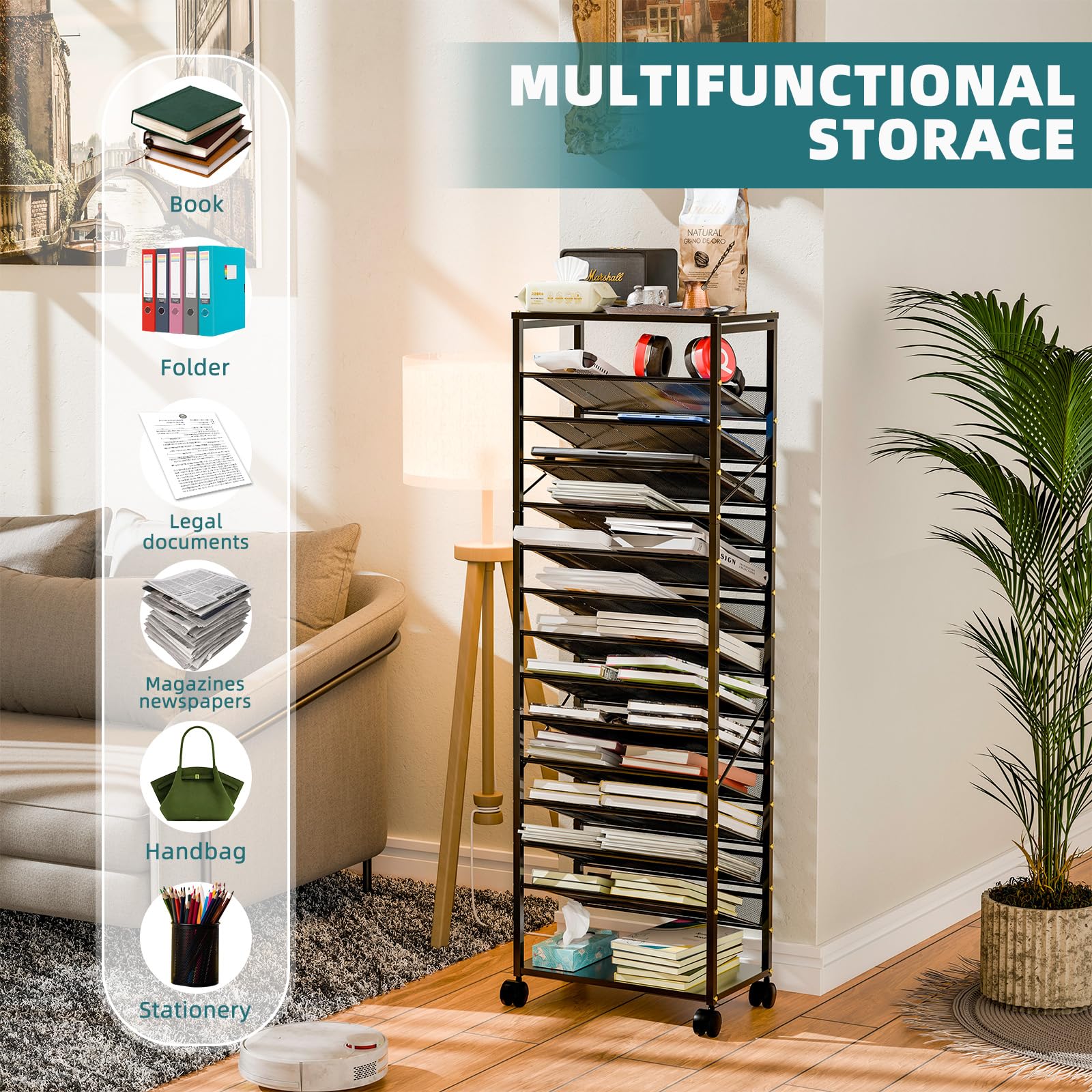 Snapklik.com : Ekisemio 15 Tier Rolling File Cart, Sturdy And Durable ...