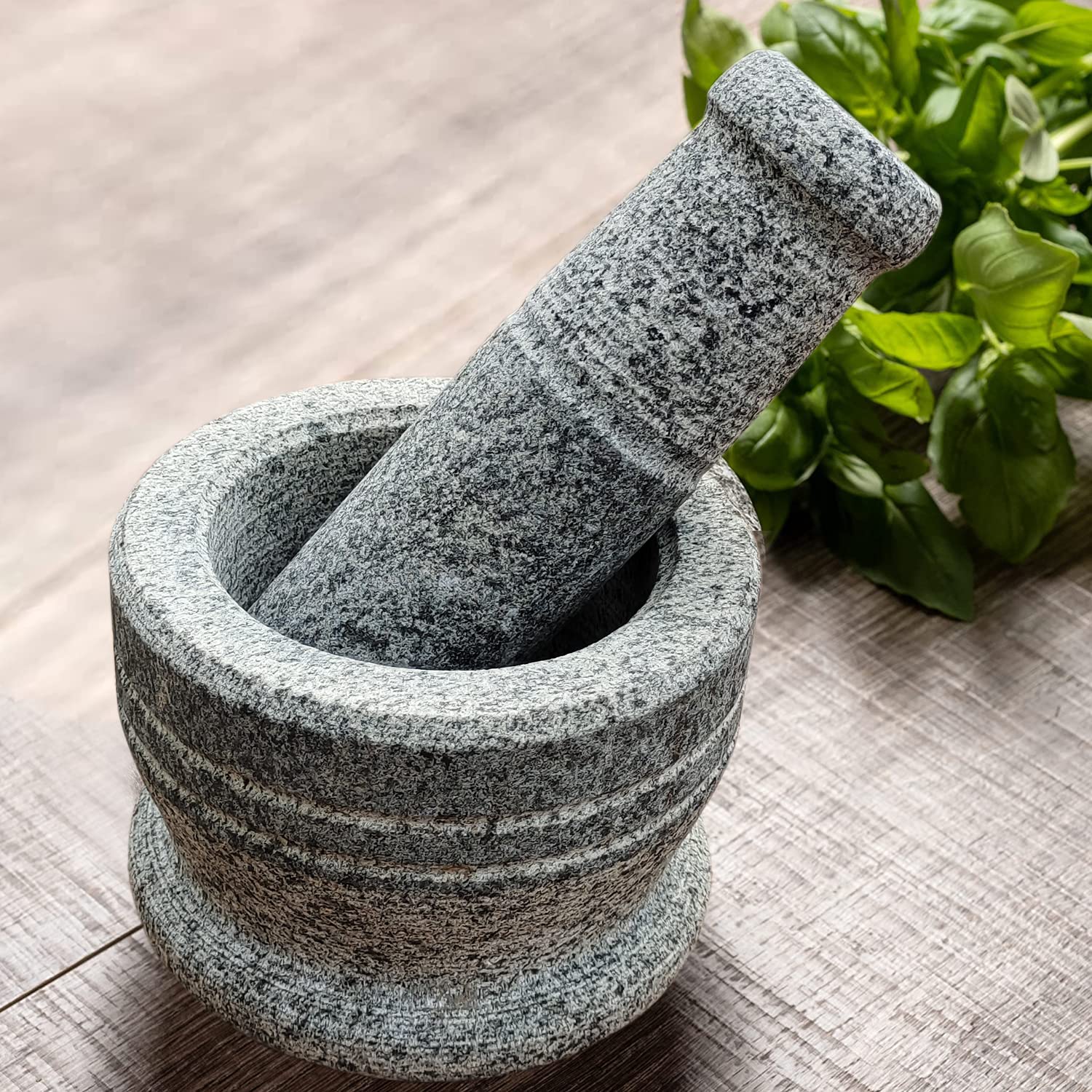 EZAHK Stone Mortar and Pestle Set for Spices, Okhli Masher, Khalbatta ...