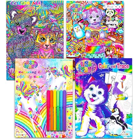 Amazon.com: Lisa Frank Coloring Book and Stickers Activity Set- Bundle ...