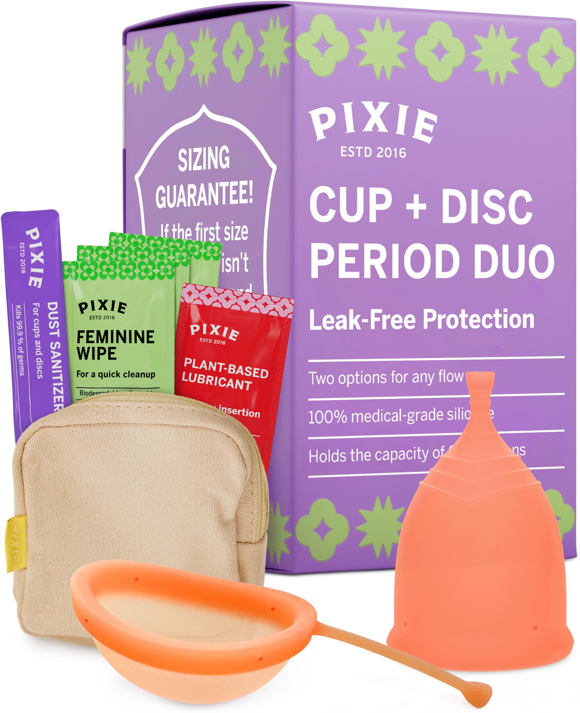 Amazon.com: Pixie Menstrual Cup & Disc Duo - Ranked 1 for Most Comfortable Reusable Period Cup ...