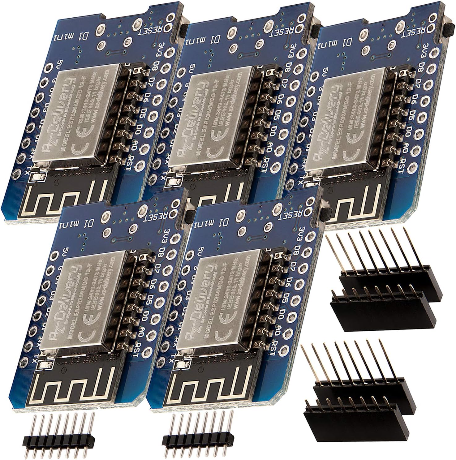 AZDelivery 5 x D1 Mini NodeMcu WiFi Board ESP8266-12F CH340G WLAN ...