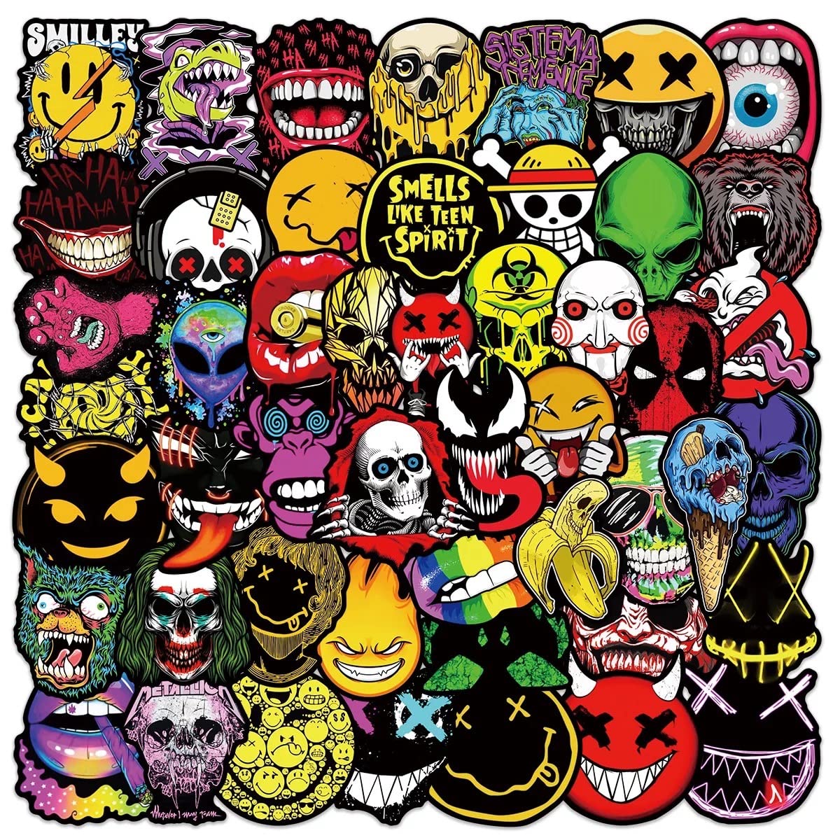 HNTR Grimace Face Stickers | 50 Twisted Horror Scary Decals – BigaMart