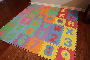 Amazon.com: Kids' 96-Piece Foam Floor Alphabet and Numbers Puzzle Play ...