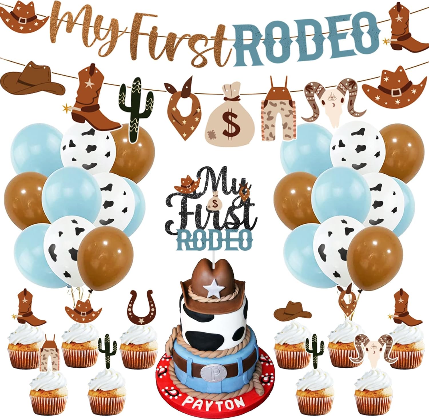 Amazon.com: My First Rodeo Birthday Party Supplies Boy - Cowboy ...