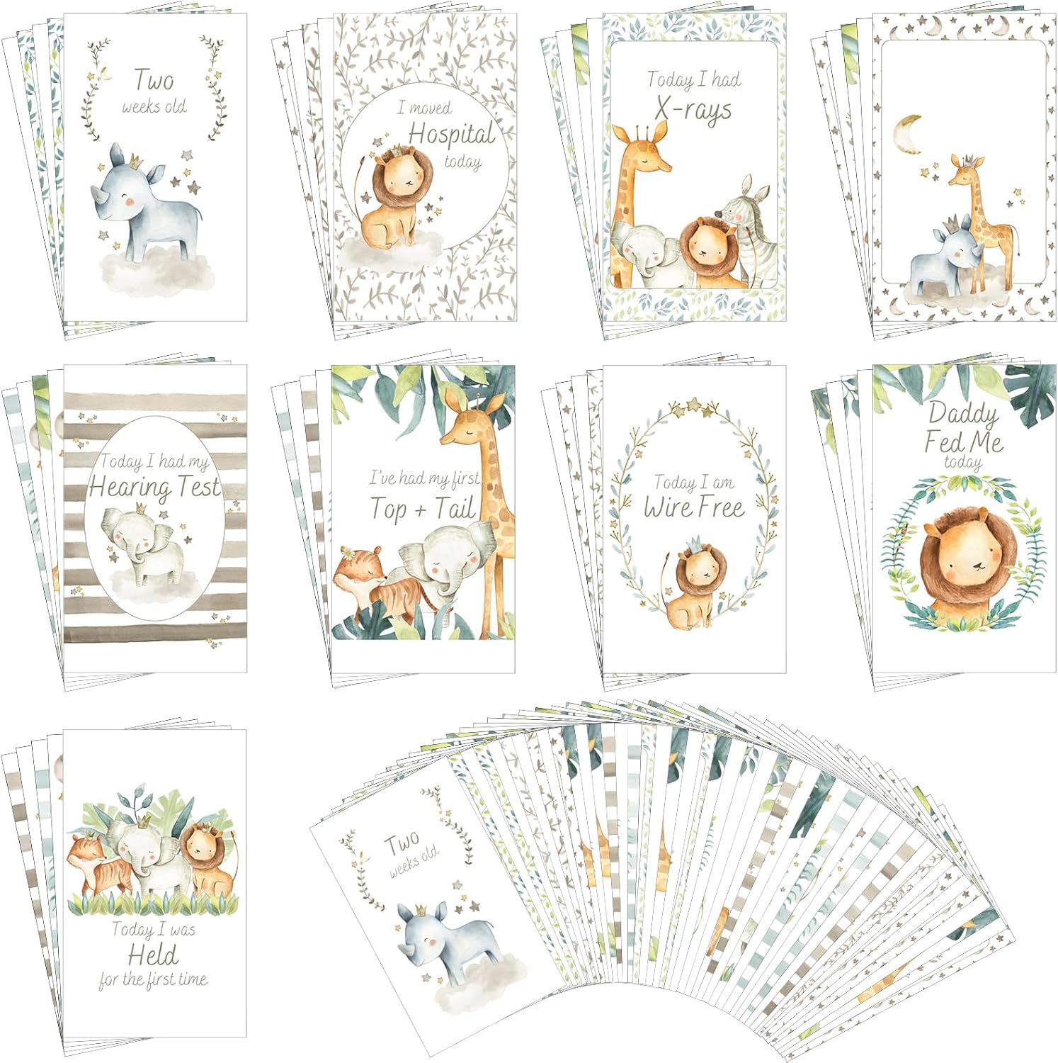 Amazon.com: Dinifee 46 Pcs NICU Milestone Cards Preemie Milestone Cards ...