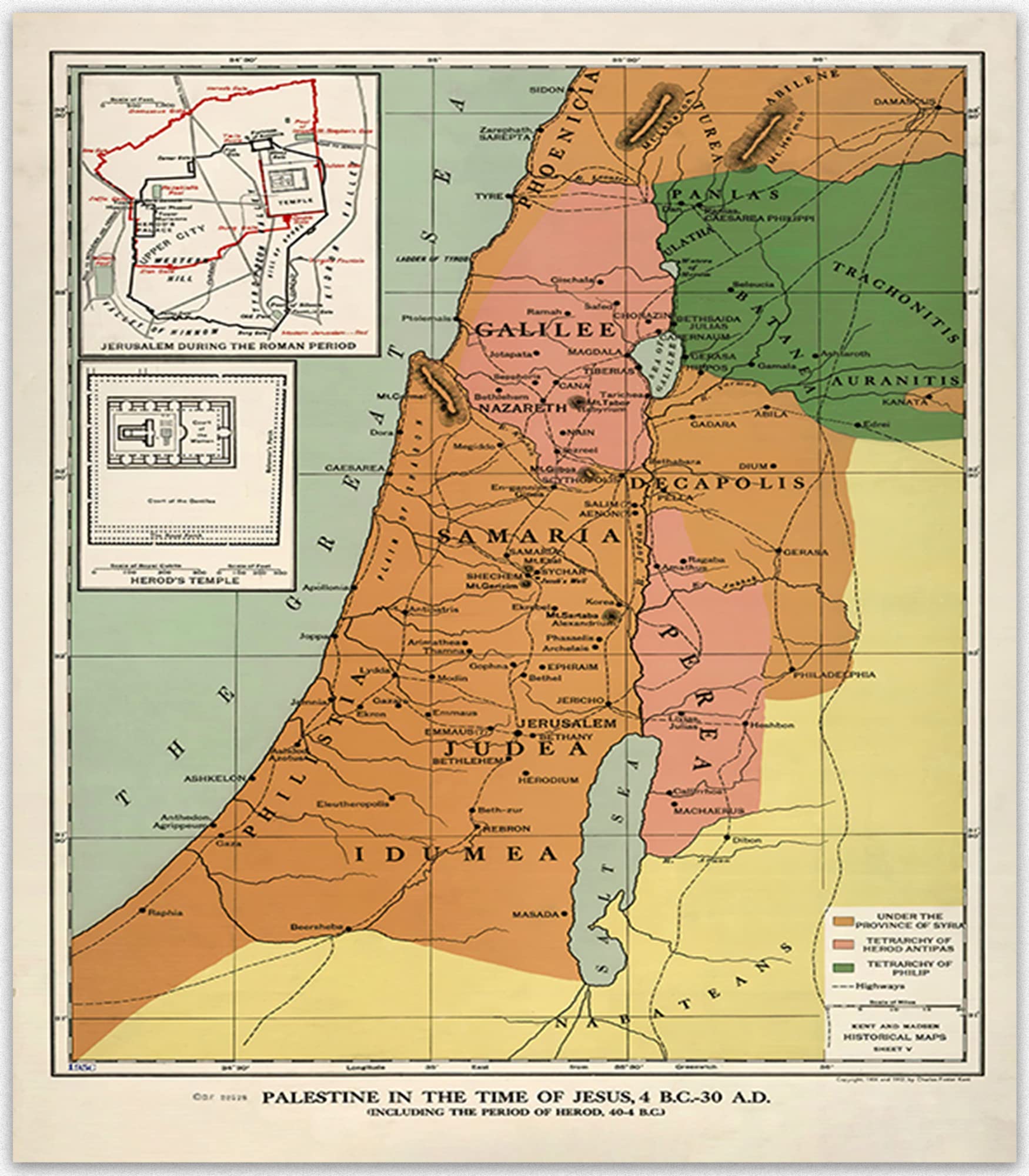 Palestine In The Time Of Jesus Map Wall Art Poster | Desertcart GB
