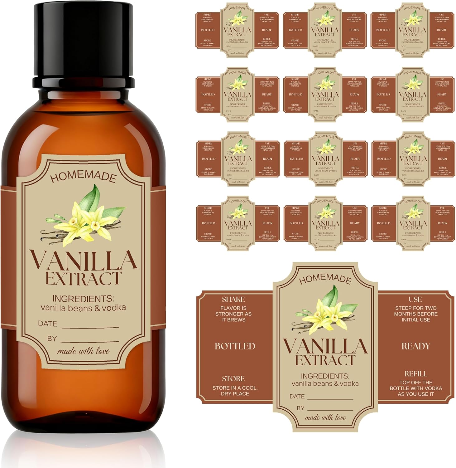 Amazon.com: 50 Pcs Vanilla Extract Labels, 3.94 × 2.6 Inch Homemade ...